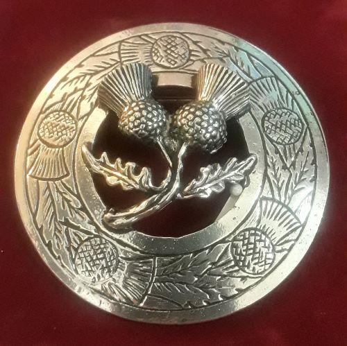 Double Thistle Sash Brooch - The Scottish Tartans Gift Shop