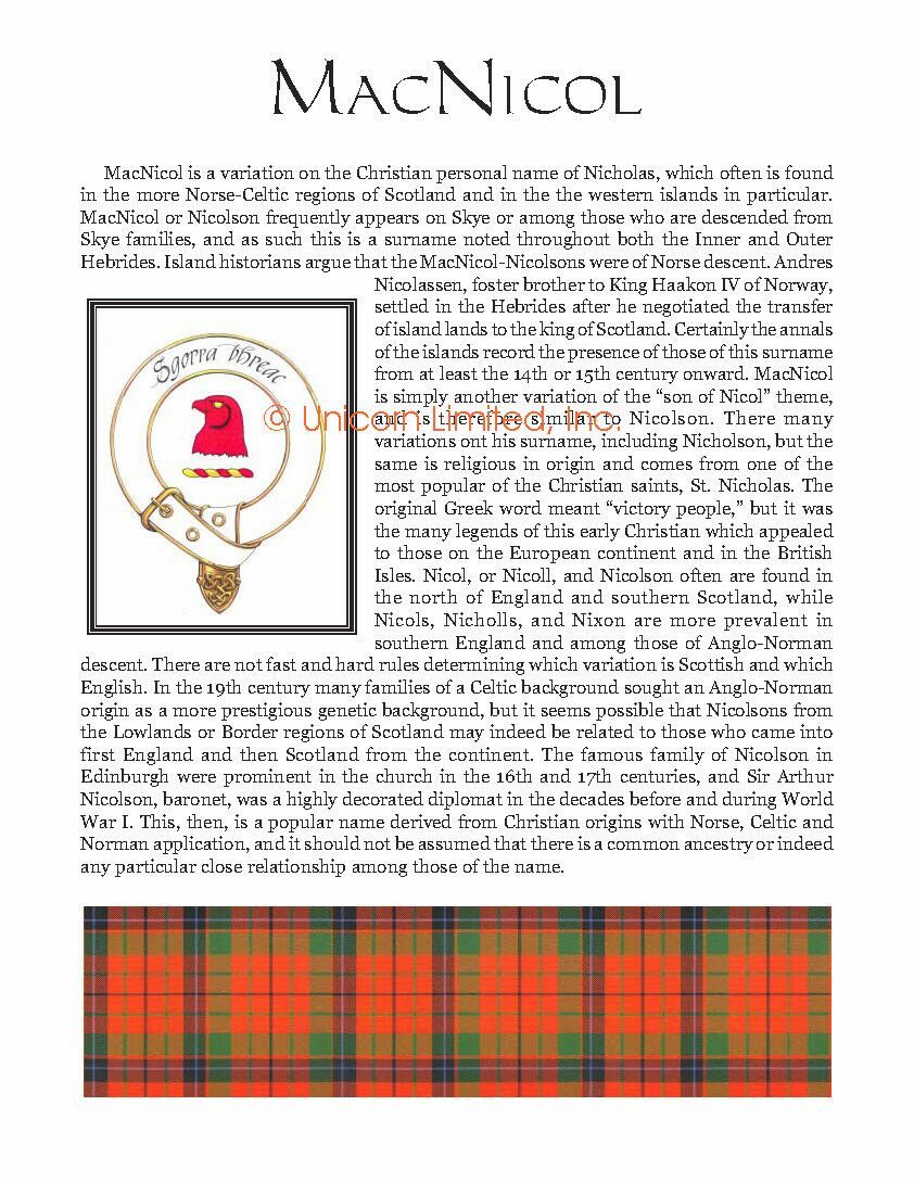 Family History Sheets (Names MAC) - The Scottish Tartans Gift Shop